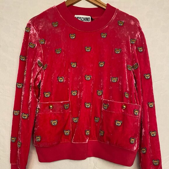 Moschino | Sweaters | Ss2 Moschino Couture Jeremy Scott Velvet All Over ...